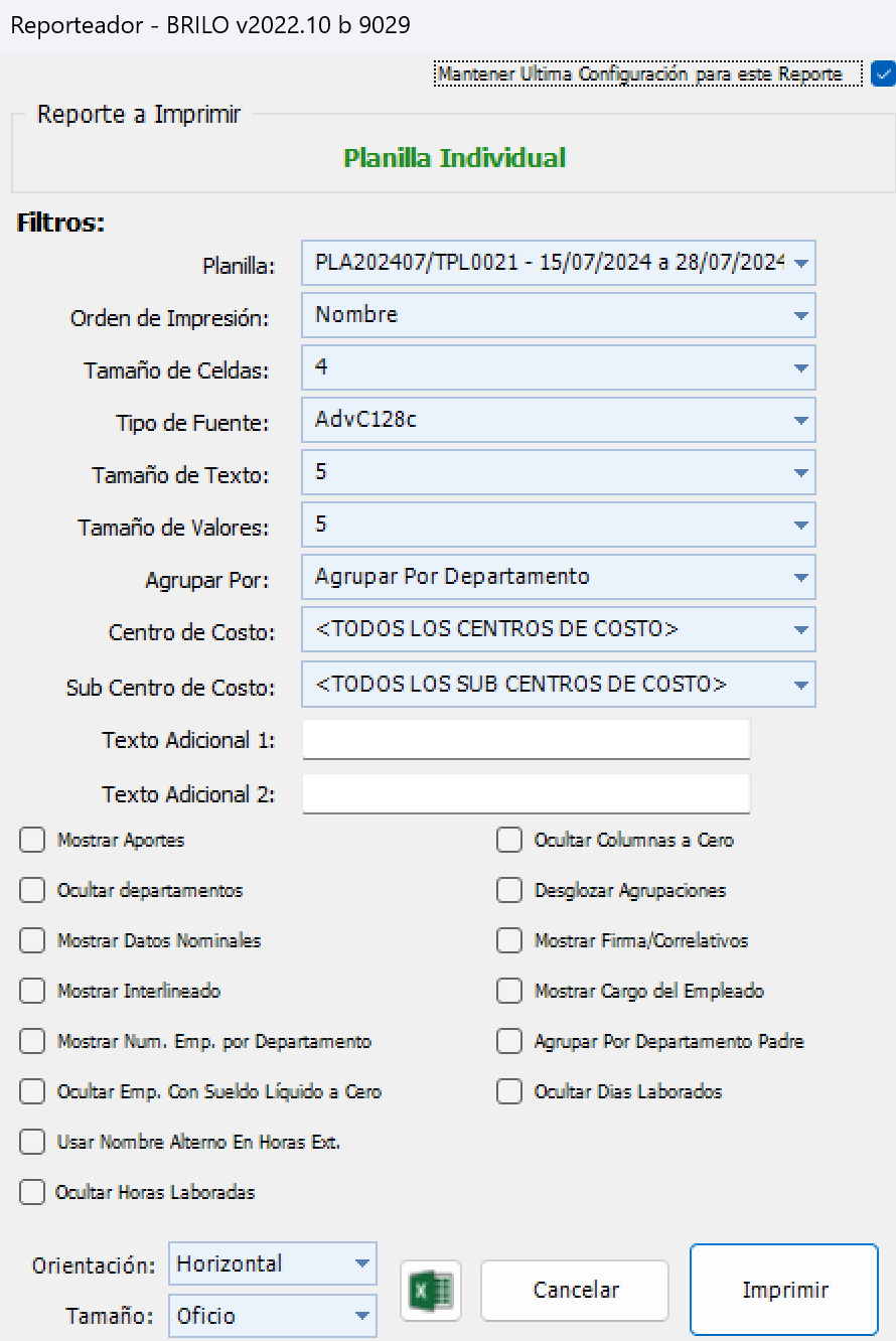 Planilla Individual - Brilo ERP Docs